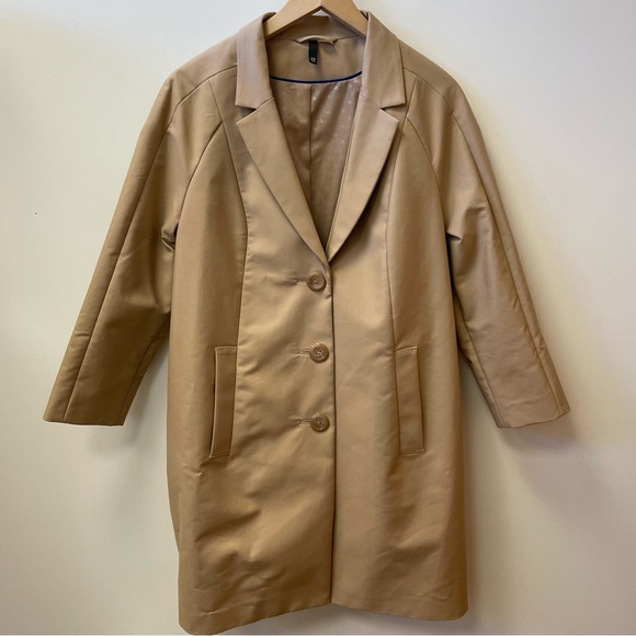 H&M | Jackets & Coats | Nwt Hm Tan Size Button Front Light Overcoat ...